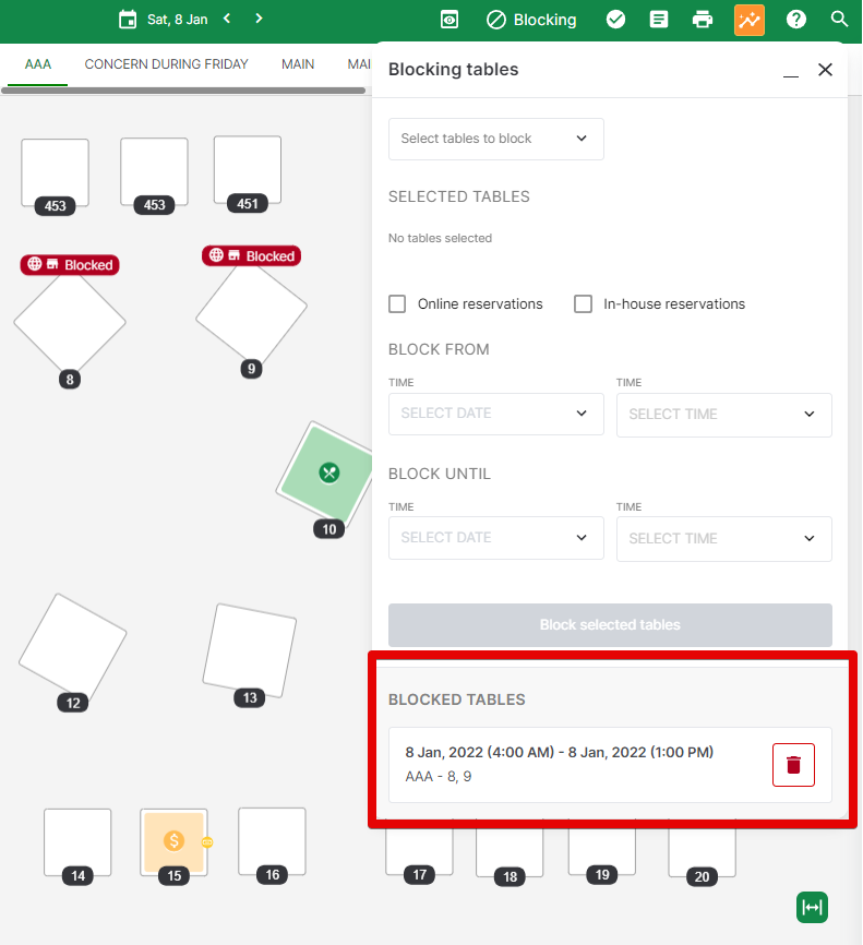 How to Block Tables for Online Reservations?